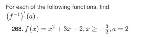 solved for each of the following functions find f−1 ′ a