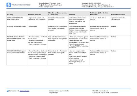 Bricklaying Safe Work Method Statement SWMS For Bricklaying