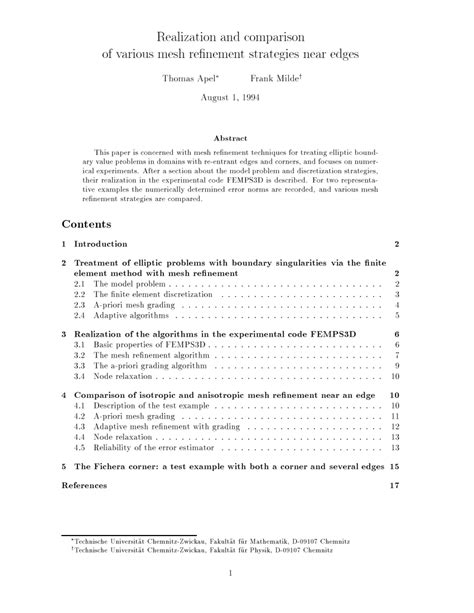 pdf realization and comparison of various mesh refinement strategies