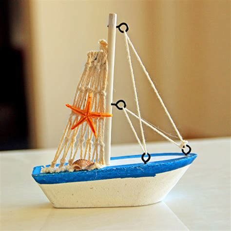Mini Sailboat Wood Rudder Sailing Ship Nautical Wo Vicedeal