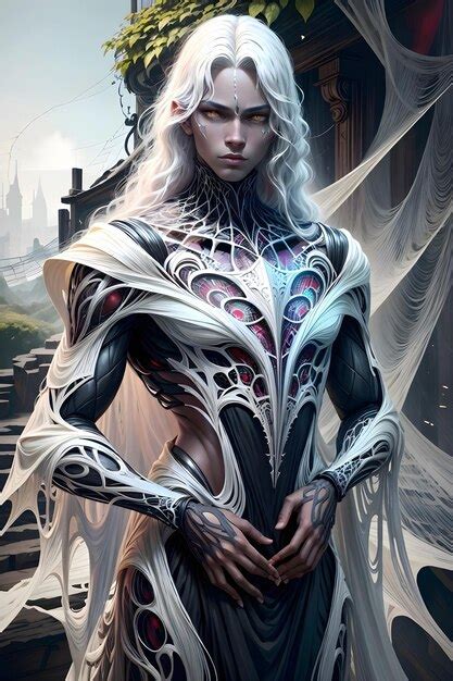 Premium Ai Image Futuristic Drow Dark Elf With Glowing Eyes