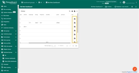 Entities Table Widget ThingsBoard Professional Edition