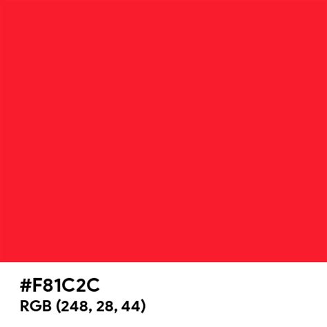 Red Cmyk Color Hex Code Is F81c2c