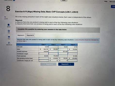Solved Exercise Algo Missing Data Basic CVP Concepts Chegg