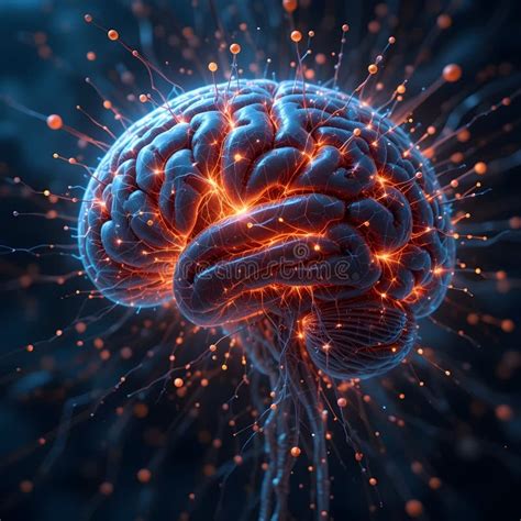 Digital Representation Of A Brain With Glowing Neural Pathways Ai Generated Stock Image