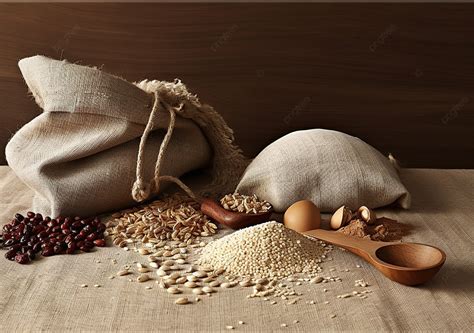 자루에 귀리와 견과류 검은 콩 작살 사람이 없다 배경 일러스트 및 사진 무료 다운로드 Pngtree