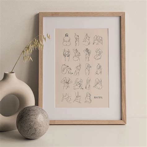 Beautiful Body Positive Art Print Women Nude Drawing Poster Feminist