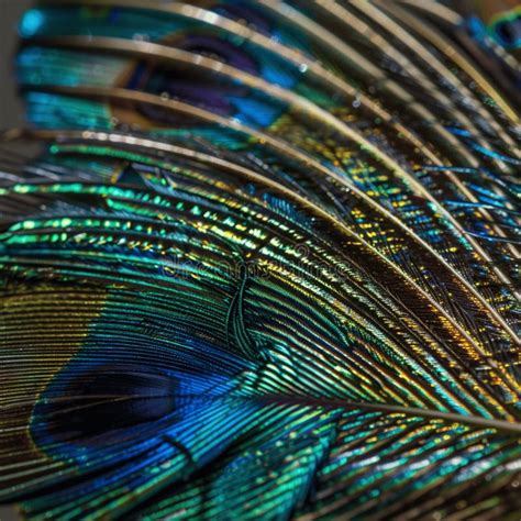 Macro Shot Of Iridescent Peacock Feather Patterns Stock Illustration