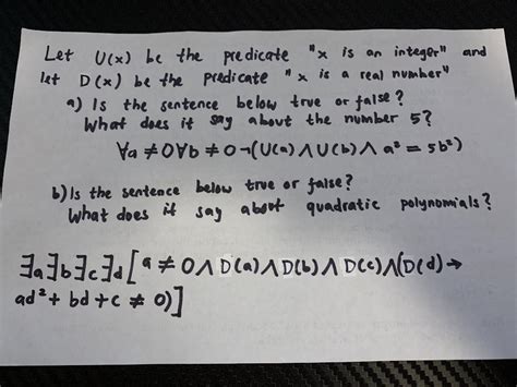 solved let u x be the predicate x is an integer and let d