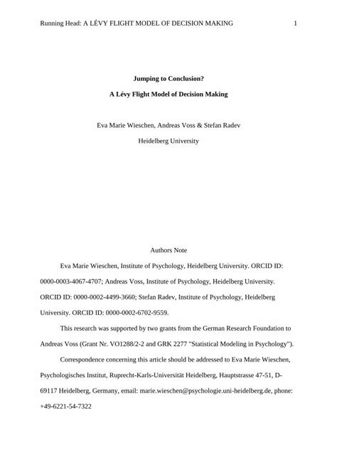 Pdf Jumping To Conclusion A Lévy Flight Model Of Decision Making Dokumen Tips