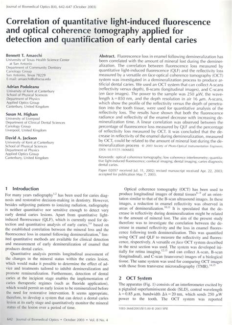 Pdf Correlation Of Quantitative Light Induced Fluorescence And Optical Coherence Tomography