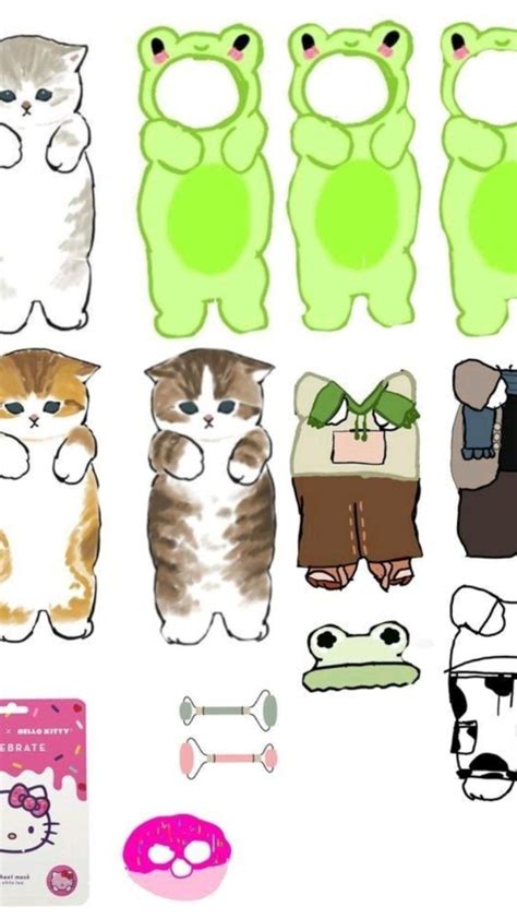 пины не мои Милые каракули Иллюстрация кошки Винтажные бумажные куклы