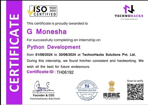 Finished My Python Internship Monesha G Posted On The Topic Linkedin