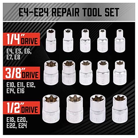 14 Piece E Torx Socket Set Premium Female Torx Socket
