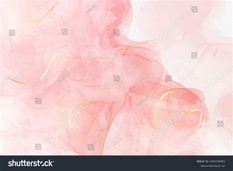 장미 분홍색 액체 수채화 배경에 금색 스톡 벡터로열티 프리 2093290903 Shutterstock