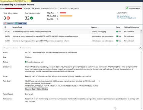 Database Security Testing Using Sql Server Vulnerability Assessments