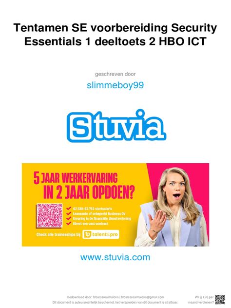 Stuvia 690186 Tentamen Se Voorbereiding Security Essentials 1 Deeltoets