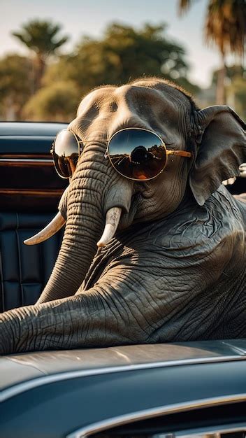 A Photo Of A Elephant Sitting On A Luxury Car Sofa Premium Ai