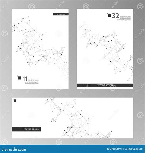 Abstract Molecules Brochure Design Connect Dots And Lines Stock Vector Illustration Of