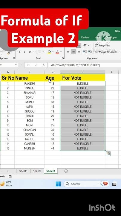 Formula Of If Example 2the Power Of If Functions In Excel Shorts Shortsvideos Ifcondition