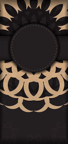 텍스트와 빈티지 패턴에 대한 장소 초대 카드의 준비 고급스러움을 더한 블랙 컬러의 프린트 디자인 엽서용 직사각형 템플릿 0명에 대한 스톡 벡터 아트 및 기타 이미지 Istock