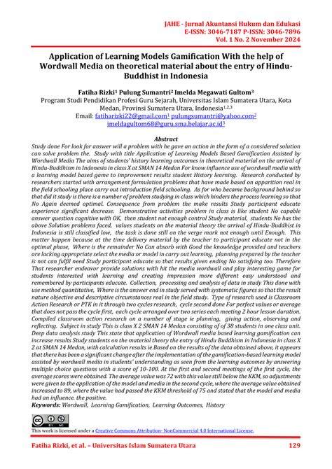 Pdf Application Of Learning Models Gamification With The Help Of Wordwall Media On Theoretical