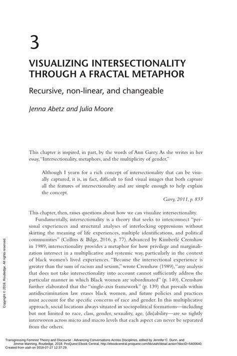 Pdf Visualizing Intersectionality Through A Fractal Metaphor Recursive Non Linear And