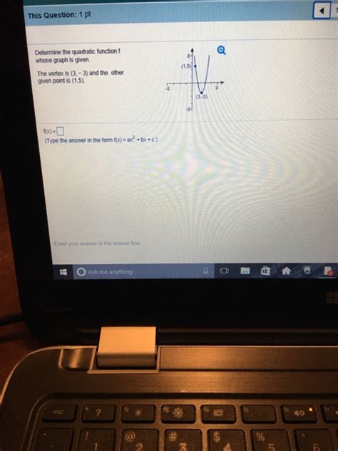 Solved Determine The Quadratic Function F Whose Graph Is