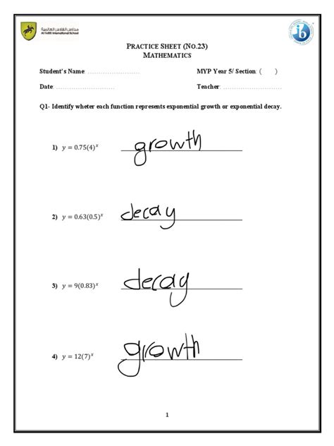 Y5 Mathematics Practice Sheet 23 Pdf