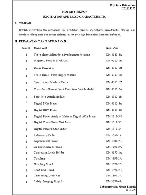 excitation and load characteristic pdf