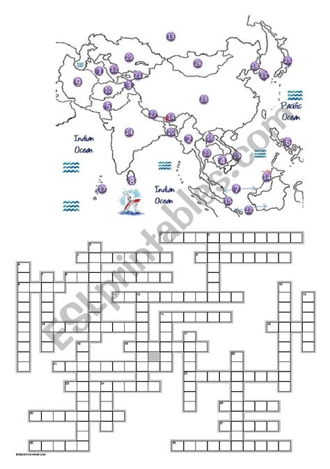 Asian Countries Crossword Esl Worksheet By Xiles31