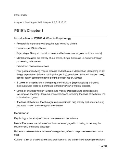 Exam Review PS Lecture Notes APPENDIX B PS EXAM Chapter