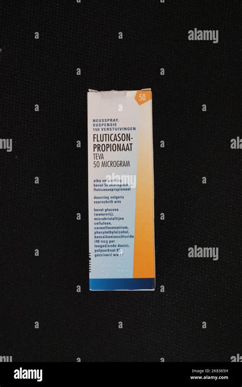 Photo Of Package Of Fluticasone Propionate A Glucocorticoid Nasal Spray With Local Name