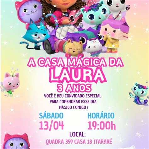 Convite Digital Tema Casa Mágica Da Gabi Elo7