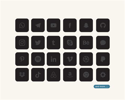 Dark Grey Matte Black Ios16 Icon Pack 200 Social Media Etsy