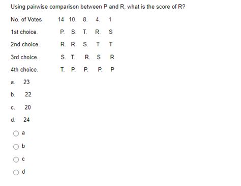 Solved Using Pairwise Comparison Between P And R What Is Chegg