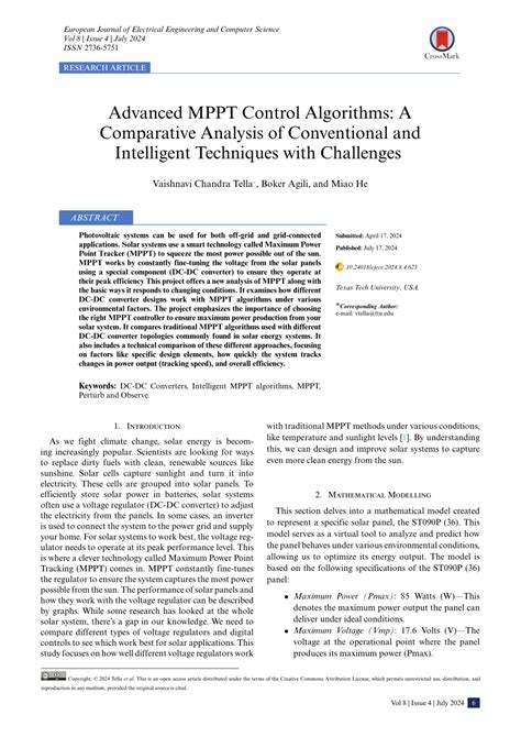 Pdf Advanced Mppt Control Algorithms A Comparative Analysis Of