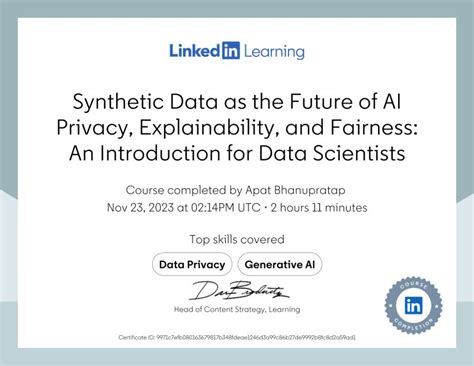 Course On Synthetic Data By Alexandra Ebert Apat Bhanupratap Posted On The Topic Linkedin