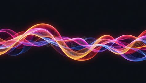 Colorful Wavy Lines Flow Dynamically On A Black Background Symbolizing Technology Stock
