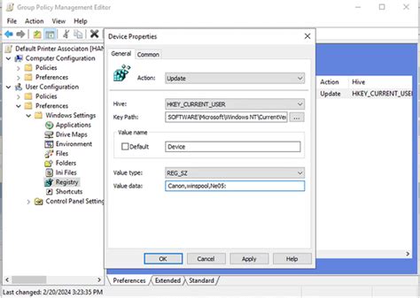 windows server gpo default printer