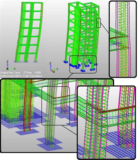 7 storey rc building deform shape of the embedded rebar mesh at load