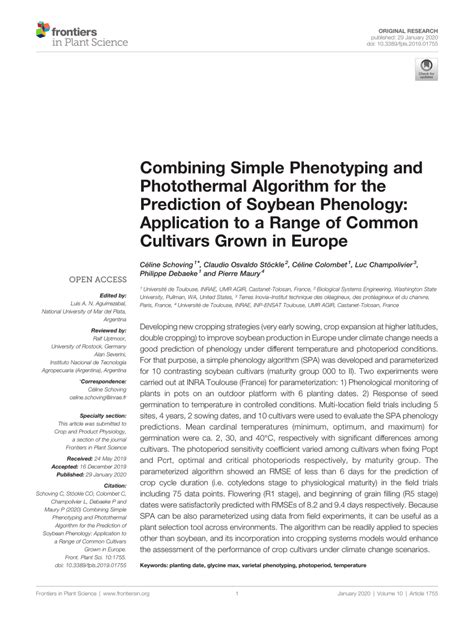 Pdf Combining Simple Phenotyping And Photothermal Algorithm For The Prediction Of Soybean