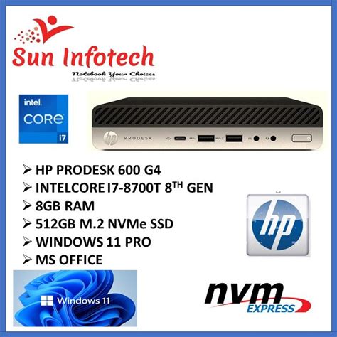 Hp Mini Pc Prodesk G Intel I Th Gen Core Gb Ram Gb Nvme Ssd Win Pro Ms Office