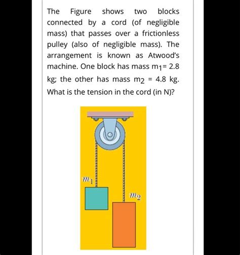the figure shows two blocks connected by a cord