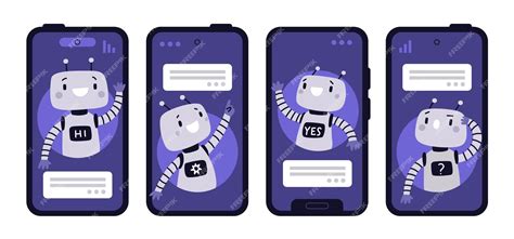 보트 Chatbot 폰에서 재미있는 안드로이드 어시스턴트 가상 로 마스코트 지원 응용 프로그램 친절한 사이보그 인공지능 기술