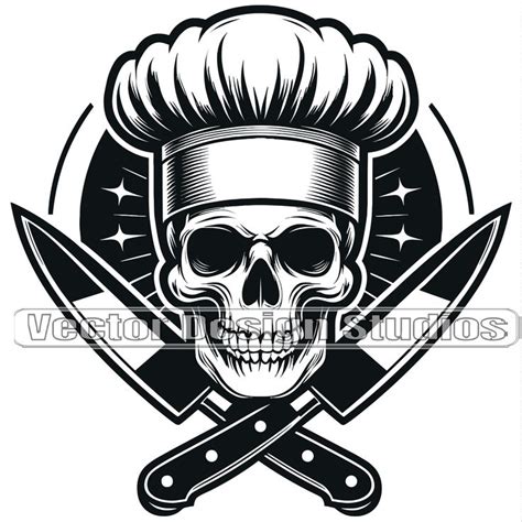 Skull Chefs Hat Svg And Png File Graphic Cooking Clipart Vector Chef