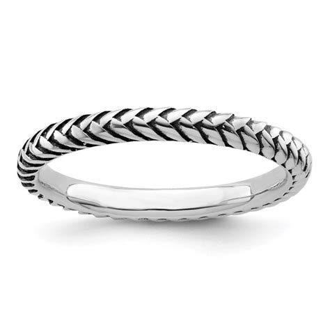 Sterling Silver Stackable Expressions Woven 25mm Ring Qsk801