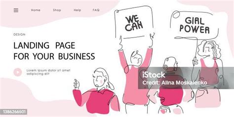 페미니스트 소녀 갱 파워 주먹과 포스터와 함께 자매팔에 항의하는 것은 우리가 할 수 있다고 소녀 파워를 인용합니다 세계 여성의