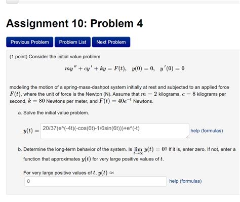 solved assignment 10 problem 4 previous problem problem