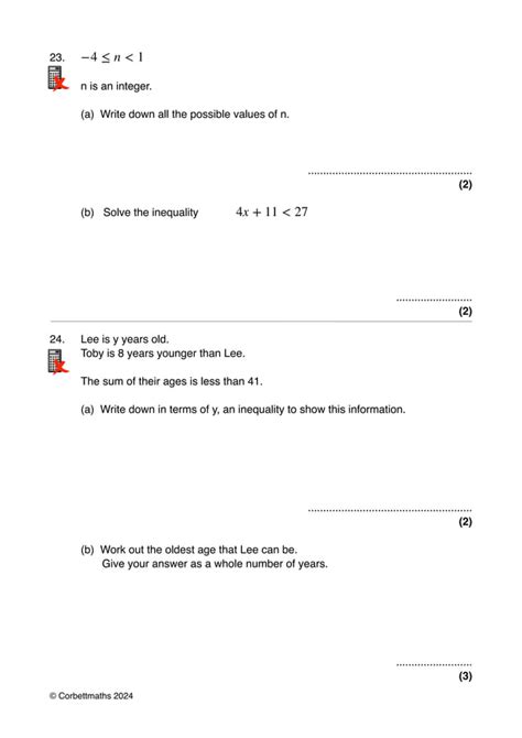 Gcse Mathematics Inequalities Questions Pdf